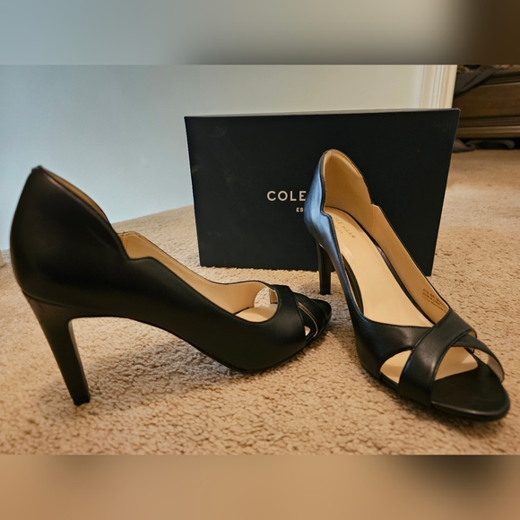 Cole Haan | Shoes | Cole Haan Jacinda Sz 9 B Black Leather Heels Pumps ...